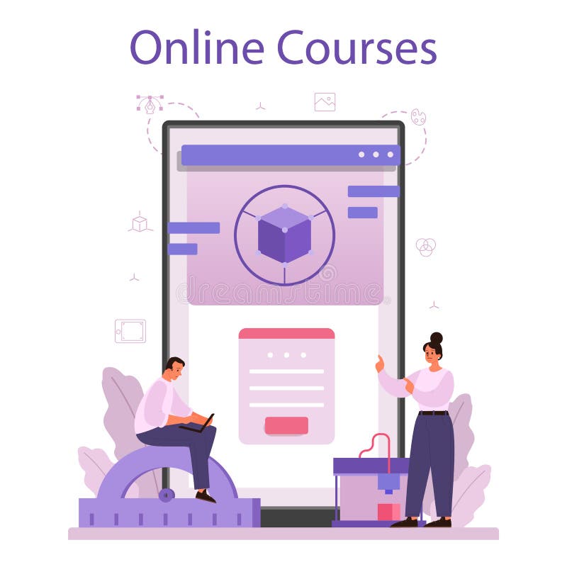 Designer 3D Modeling Online Service or Platform. Digital Drawing Stock ...