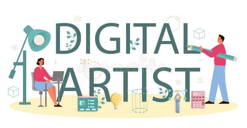 Designer 3D Modeling Typographic Header Concept. Digital Drawing Stock ...