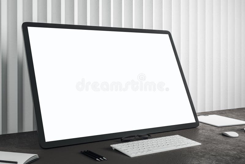 Designer Desktop with White Computer Editorial Stock Image ...