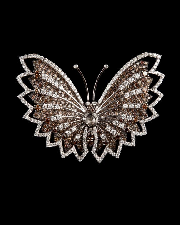 Designer Diamond Butterfly or Brooch Stock Photo - Image of jewelery ...
