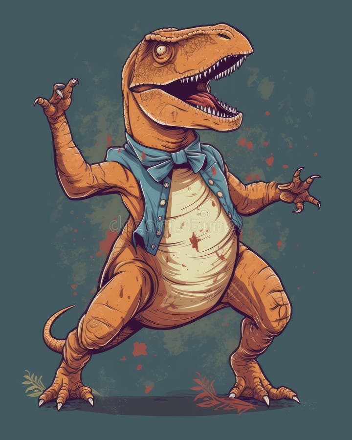 A Designer Dinosaur Dancing Generative AI Stock Illustration ...