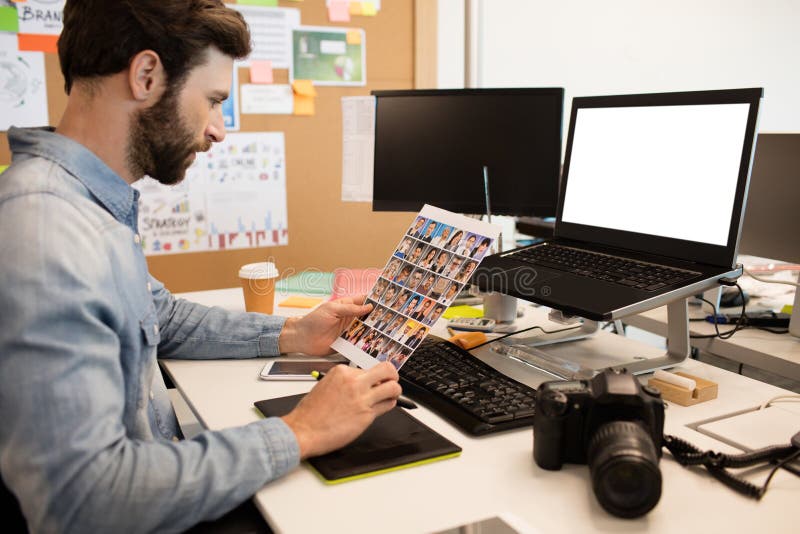 Designer Drawing Photos with Digitizer and Laptop Stock Image - Image ...