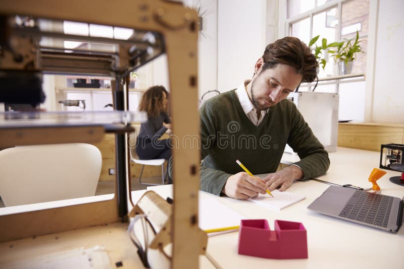 Designer Drawing Sketch in 3D Design Studio Stock Photo - Image of idea ...