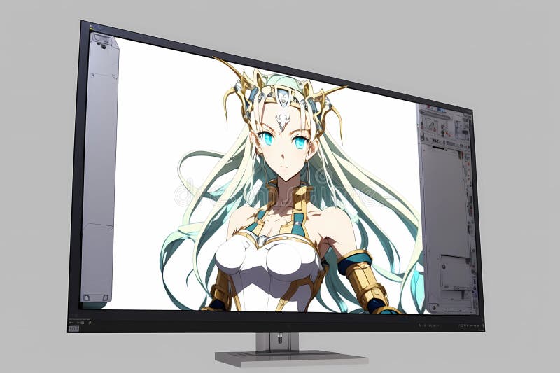 Designer Draws Anime on the Computer AI Generation Stock Illustration ...