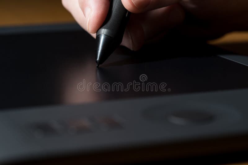 Designer Draws a Digital Pen Stock Photo - Image of device, drawing ...