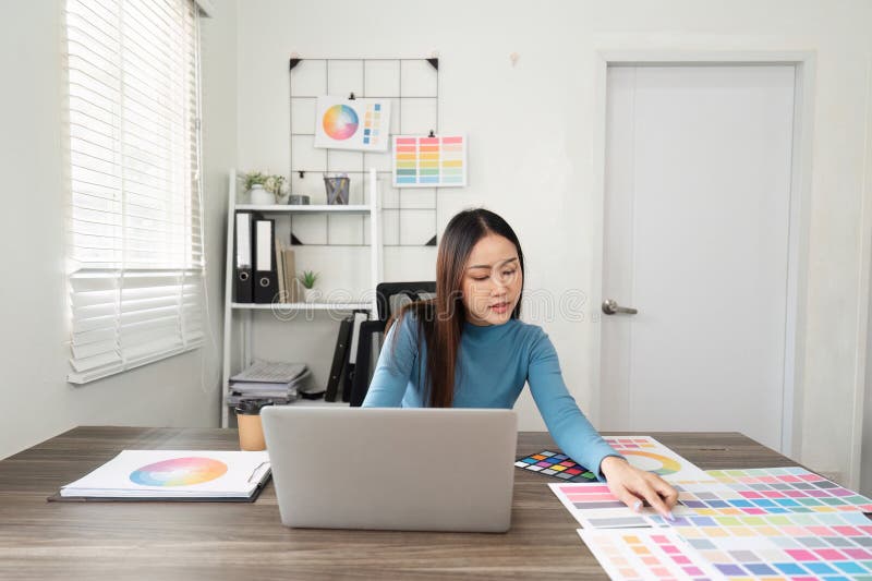 Color Theory and Professional Workspace. a Designer Immersed in Color ...
