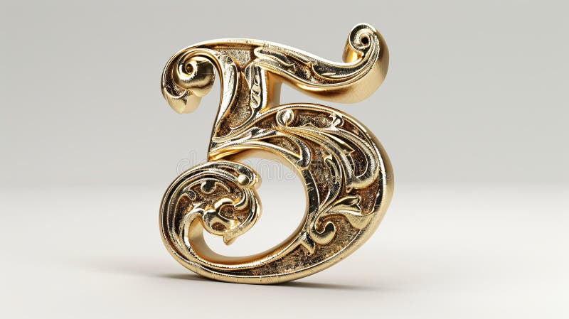 Designer Five Gold Number on White Background Stock Illustration ...