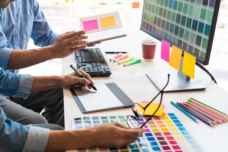 Designer Graphic Creative Creativity Working Together Coloring Using ...
