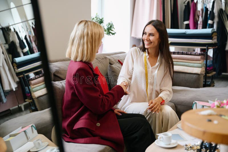 Designer Greets the Client in the Design Studio Stock Image - Image of ...