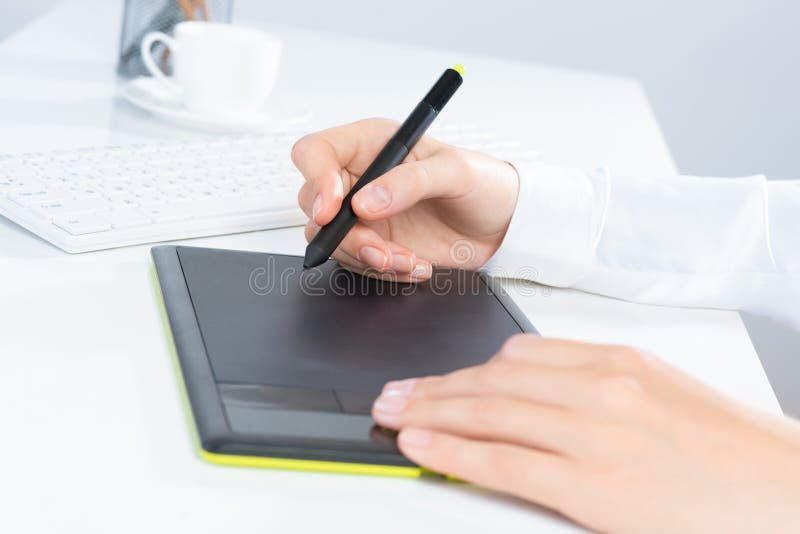Designer Hand Drawing a Graph on the Tablet Stock Photo - Image of ...