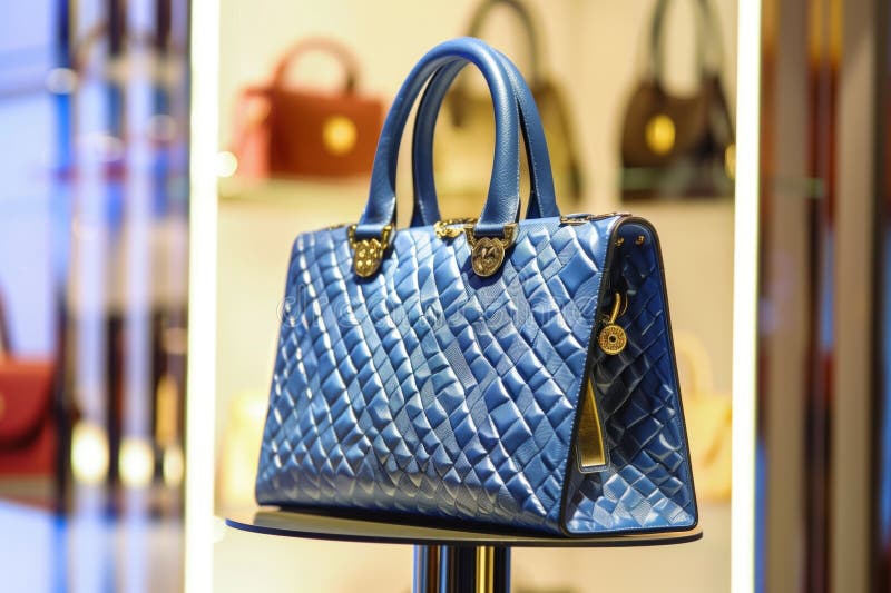 Designer Handbag Showcased on Pedestal Stand Stock Image - Image of ...