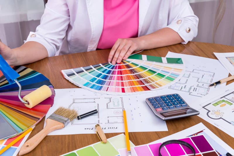 Designer Hands with Colour Swatch Choosing Color Stock Image - Image of ...