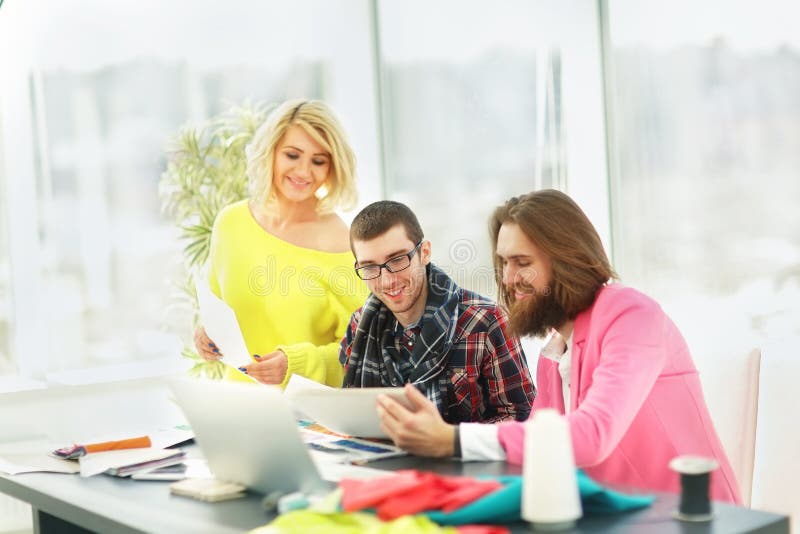 Designer and His Team is Working on New Models in Apparel Stock Image ...