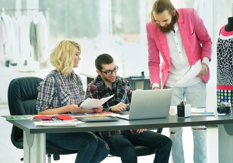 Designer and His Team is Working on New Models in Apparel Stock Image ...