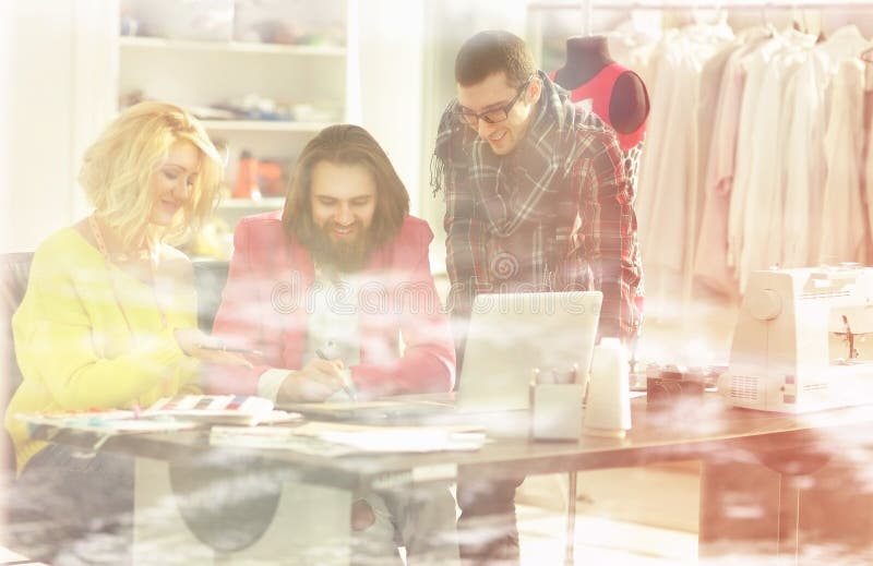 Designer and His Team is Working on New Models in Apparel Stock Image ...