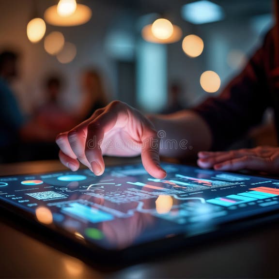 Designer Interacts with Touch Interface Analyzing Fashion Trends ...