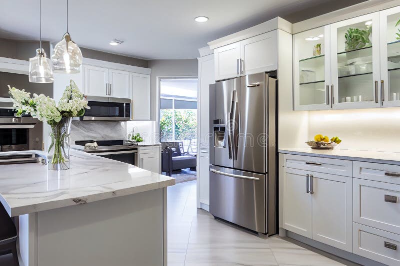 Designer Interior of a Modern Kitchen Stock Illustration - Illustration ...