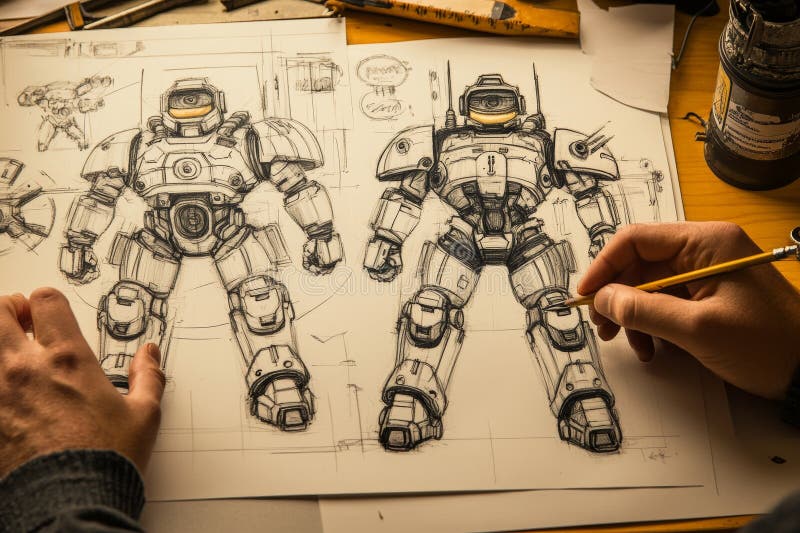 A Designer Involved in Animation Design Development, Drawing, Sketching ...