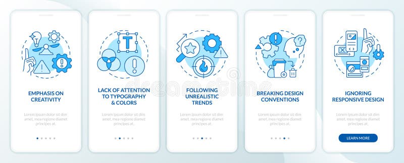 Designer Issues Blue Onboarding Mobile App Screen Stock Vector ...