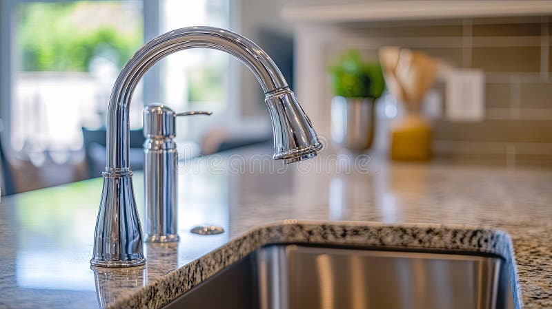 A Designer Kitchen with Stylish Chrome Fixtures.. Stock Photo - Image ...