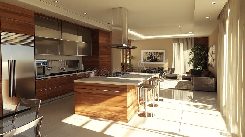 A Designer Kitchen with Stylish Chrome Fixtures.. Stock Photo - Image ...