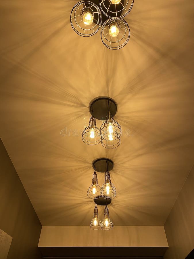 Designer Lamps on the Ceiling Stock Photo - Image of dark, idea: 170219016