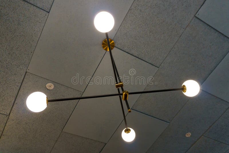 Designer LED Lamp on the Office Ceiling. Interior Lighting Stock Image ...