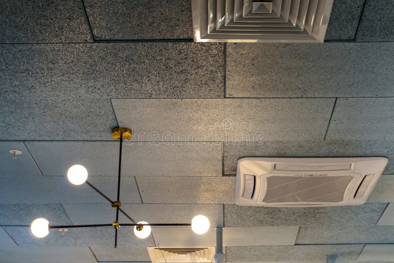 Designer LED Lamp on the Office Ceiling. Interior Lighting Stock Image ...