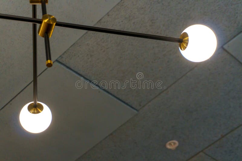 Designer LED Lamp on the Office Ceiling. Interior Lighting Stock Image ...