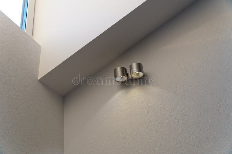 Designer LED Lamp on the Office Ceiling. Interior Lighting Stock Image ...