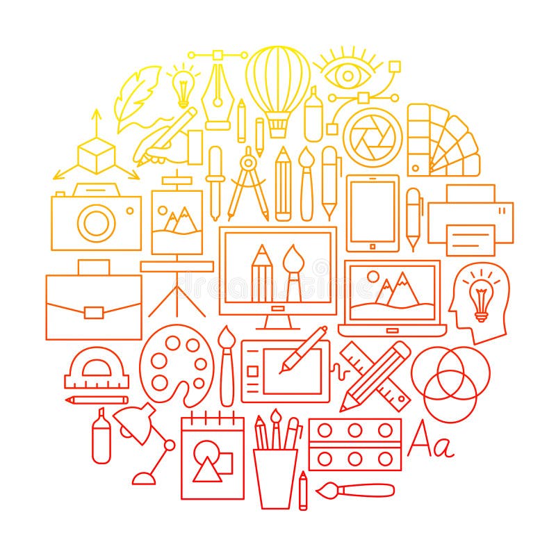 Designer Line Icons Collection. Creator, Stylist, Architect, Artist ...