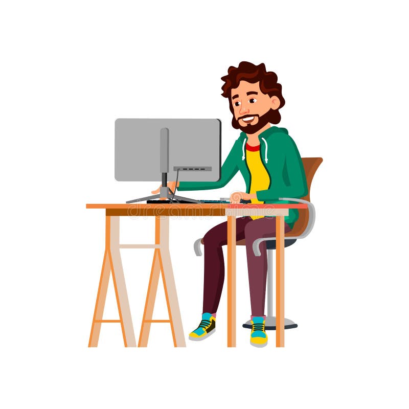 Designer Man Processing Digital Photo on Computer Cartoon Vector Stock ...