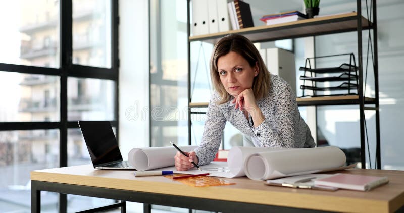 Designer Marks Notes on Architectural Drawing in Agency Stock Video ...