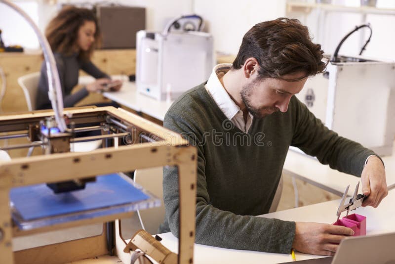 Designer Measuring Model in 3D Design Studio Stock Photo - Image of ...