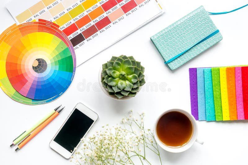 Designer Office in Profession Concept on Desk Background Top View Stock ...