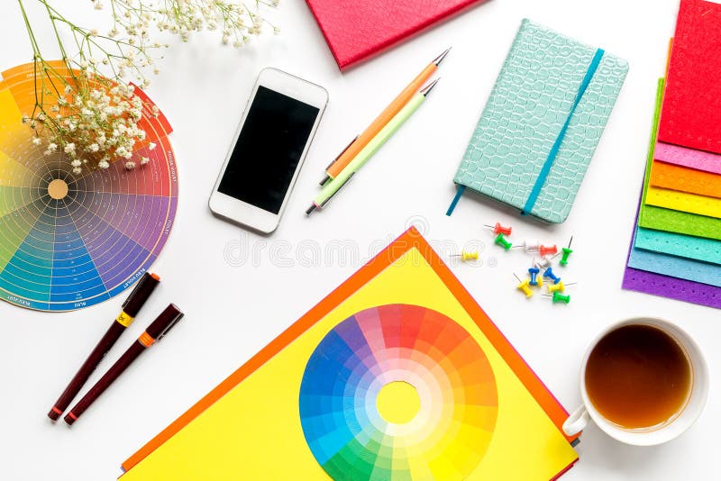 Designer Office in Profession Concept on Desk Background Top View Stock ...