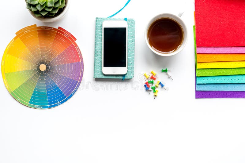 Designer Office in Profession Concept on Desk Background Top View Mock ...