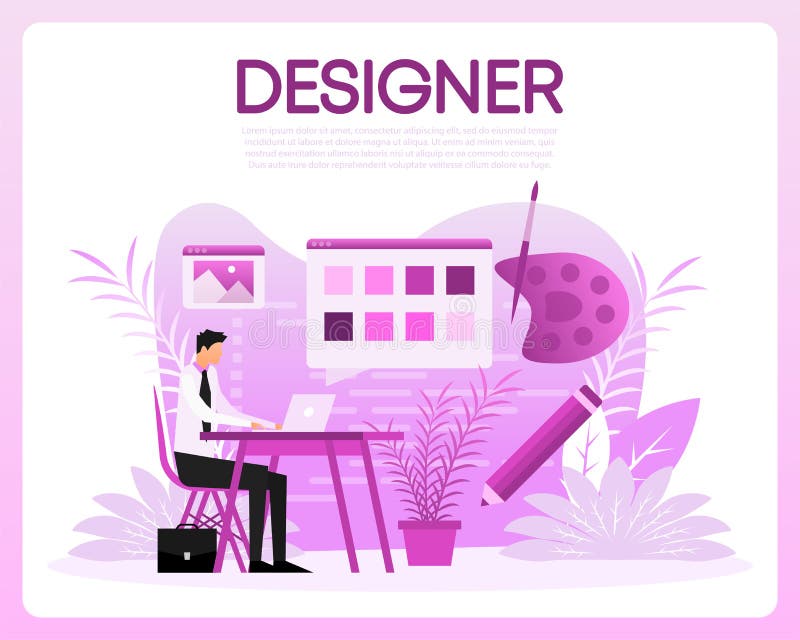 Designer People in Flat Style. Abstract Character. Flat Design Stock ...