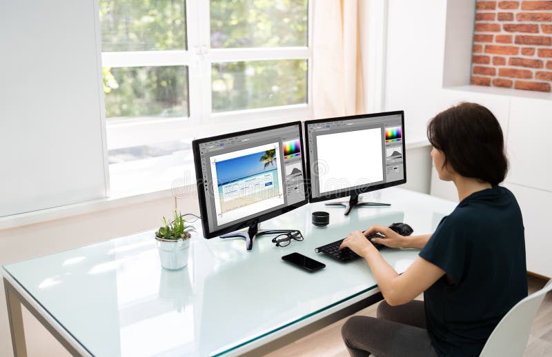 Designer or Photographer Editing Photos Stock Photo - Image of women ...