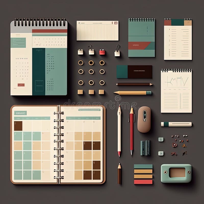 Designer Place of Work with Tools and Elements Office Supply ...
