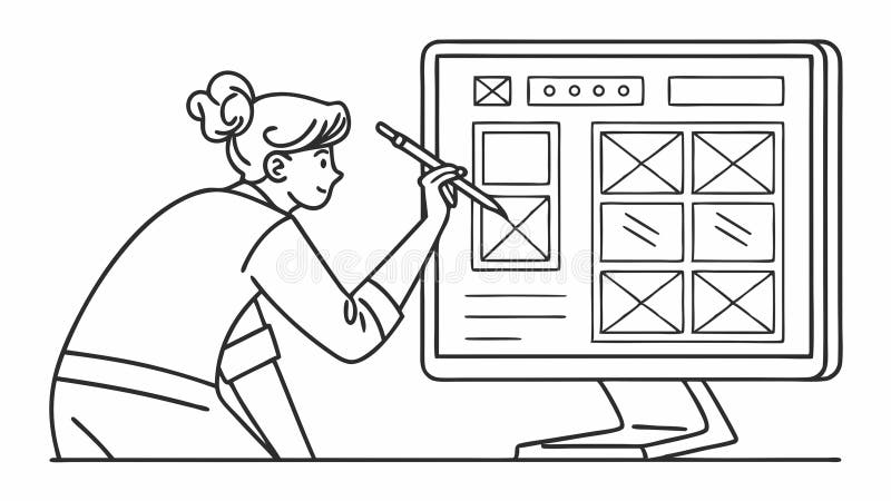 Designer Prototyping Website on Screen, UX,UI Design, Vector Design ...
