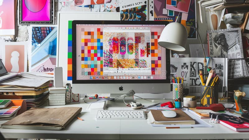 Designer S Desk with Creative Chaos Stock Photo - Image of colorful ...