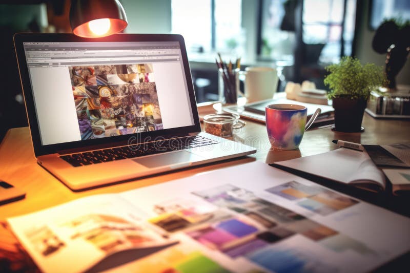 A Designer S Desk with a Laptop Designer S Working Table Generative AI ...