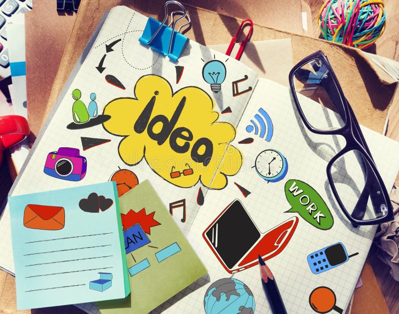 Designer S Table with Notes about Ideas and Tools Stock Photo - Image ...