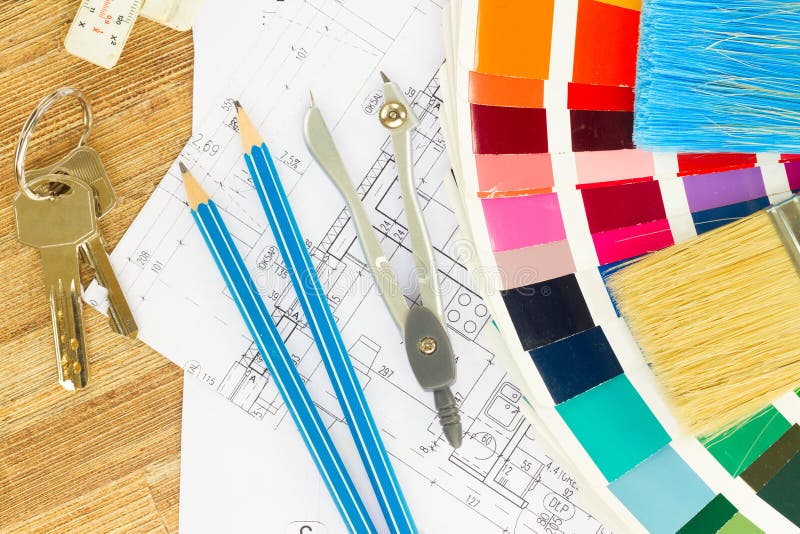 Designer s working table stock photo. Image of graphic - 70088834