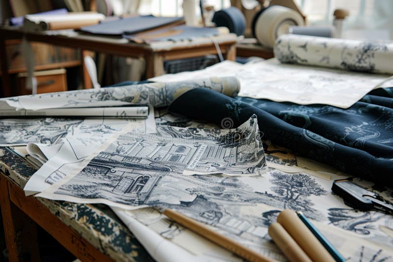 Designers Workshop Pattern and Fabric Stock Illustration - Illustration ...