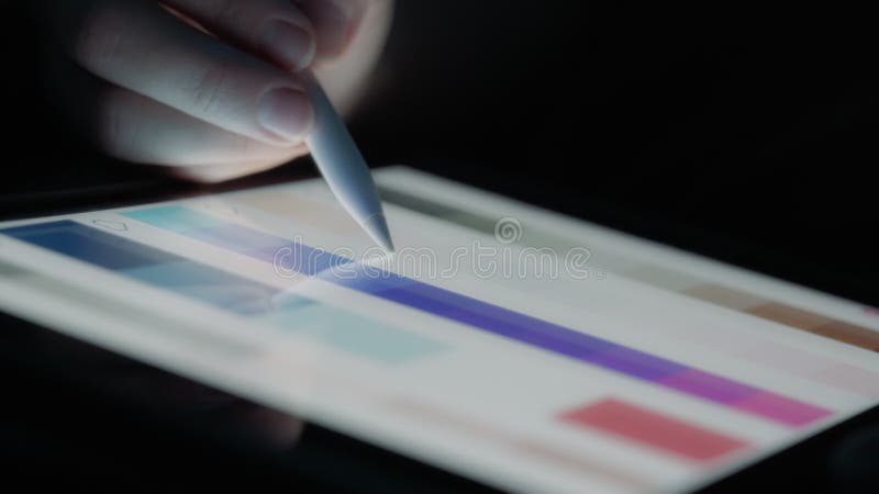 Designer Scrolling through Color Palette on a Tablet Stock Video ...