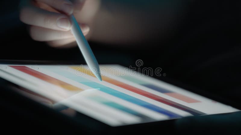 Designer Scrolling through Color Palette on a Tablet Using a Pen Stock ...