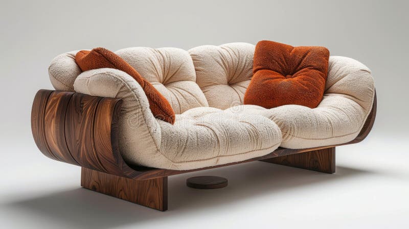 Designer Sofa Stands on a White Isolated Background . Sofa Made of Wood ...