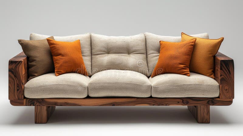 Designer Sofa Stands on a White Isolated Background . Sofa Made of Wood ...